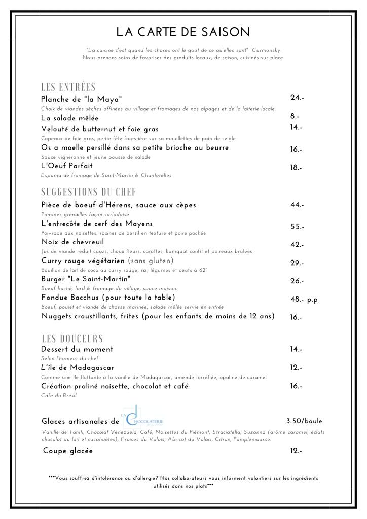 Menu – Le Saint-Martin RestObar